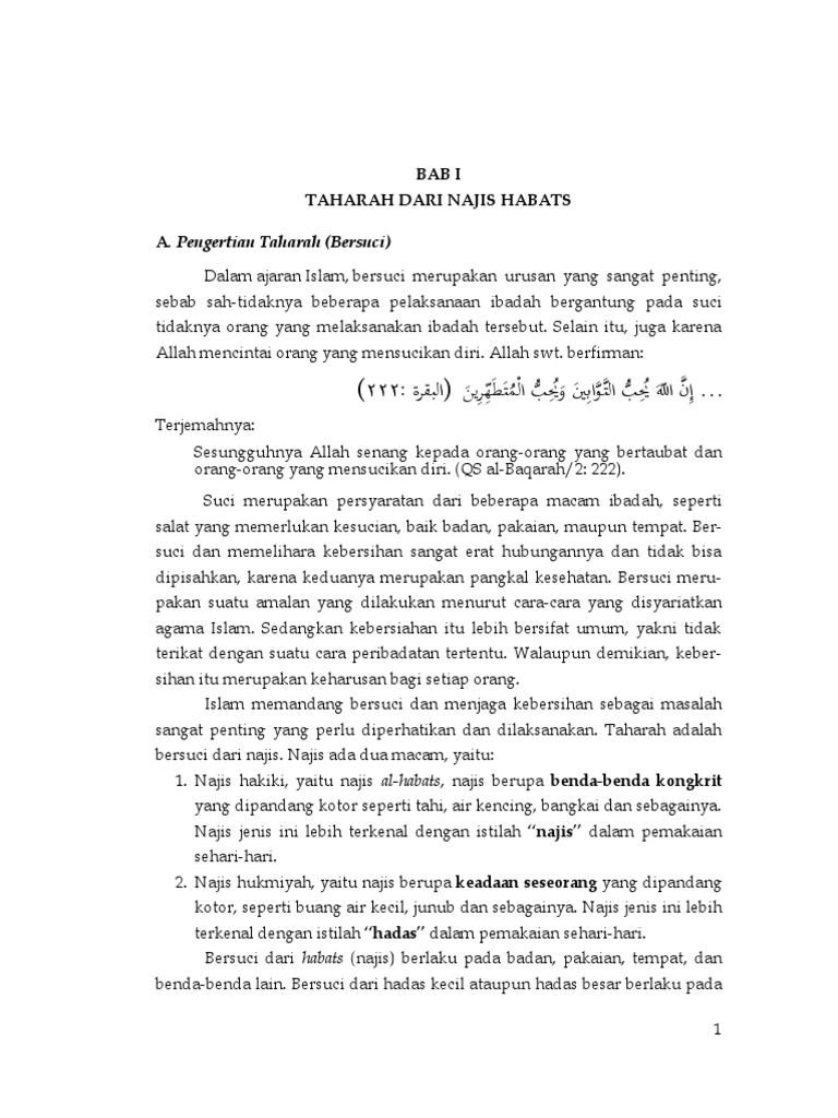 A. Taharah Dari Najis Habats | PDF