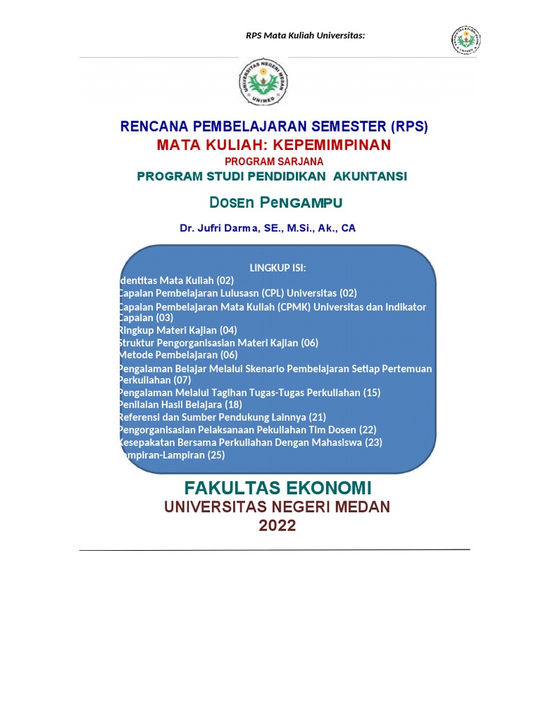 RPS MK Kepemimpinan 2022 | PDF