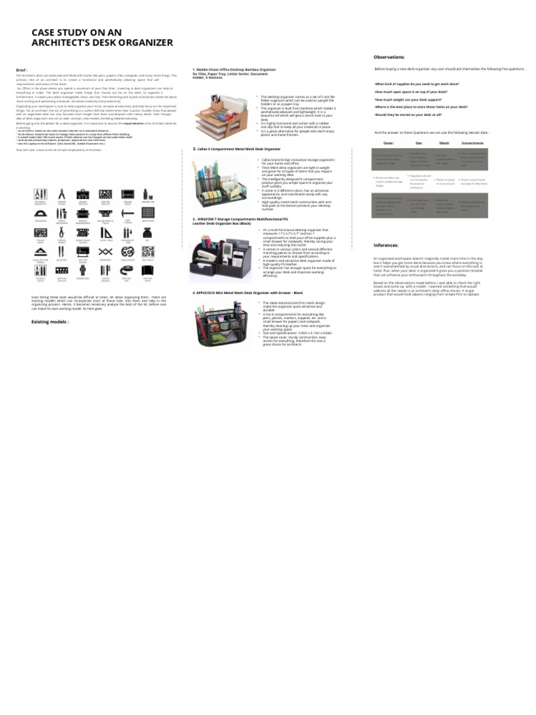 Desk Organizer Case Study | PDF | Desk | Drawing