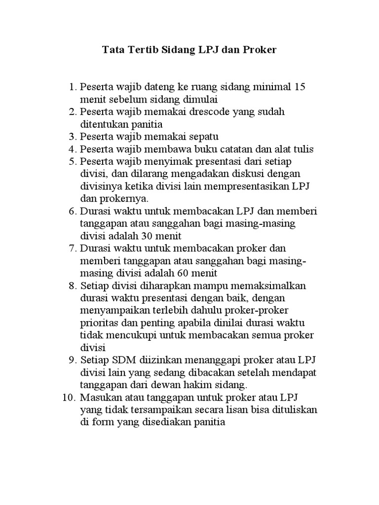 Tata Tertib Sidang LPJ Dan Proker | PDF