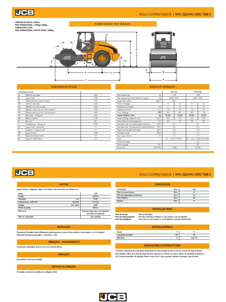 Rolo Compactador JCB VM115D-PD | PDF | Motores | Veículos