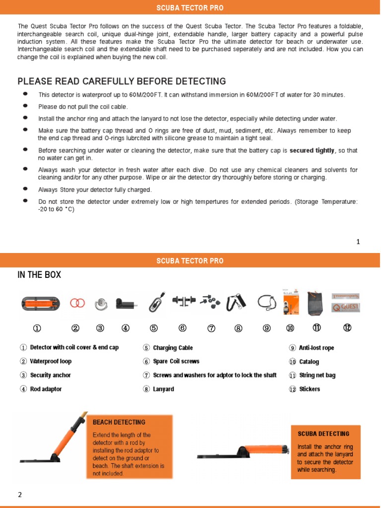 Scuba Tector Pro Manual | PDF | Battery Charger | Electricity
