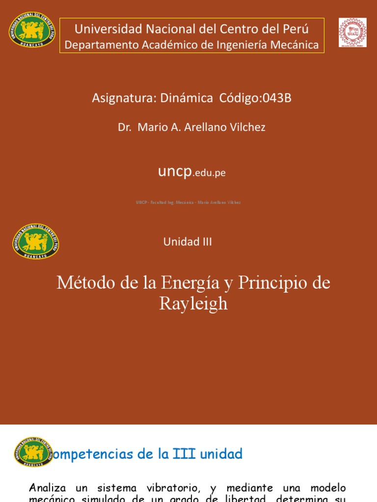 Clase 16 Metodo Energía-Rayleigh | PDF | Ecuaciones | Mecánica