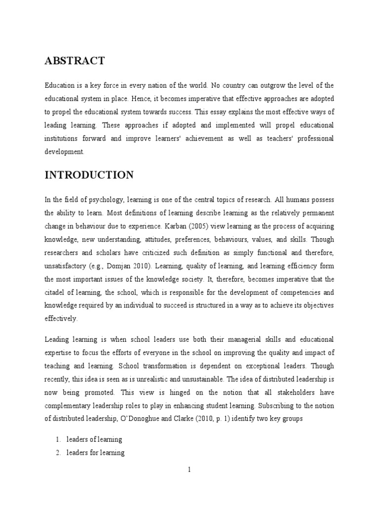 Leading Learning Final Corrected | PDF | Teachers | Leadership