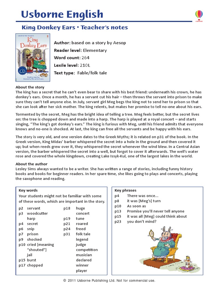King Donkey Ears Teachers Notes | PDF