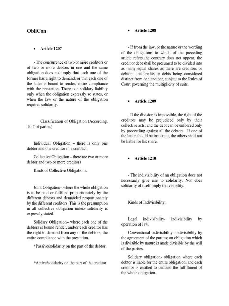 ObliCon (Reviewer) | Download Free PDF | Private Law | Justice