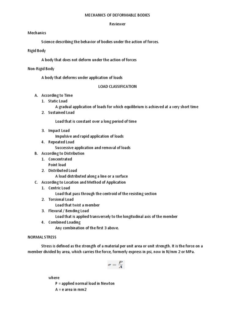 Mechanics of Deformable Bodies | PDF | Yield (Engineering) | Strength ...