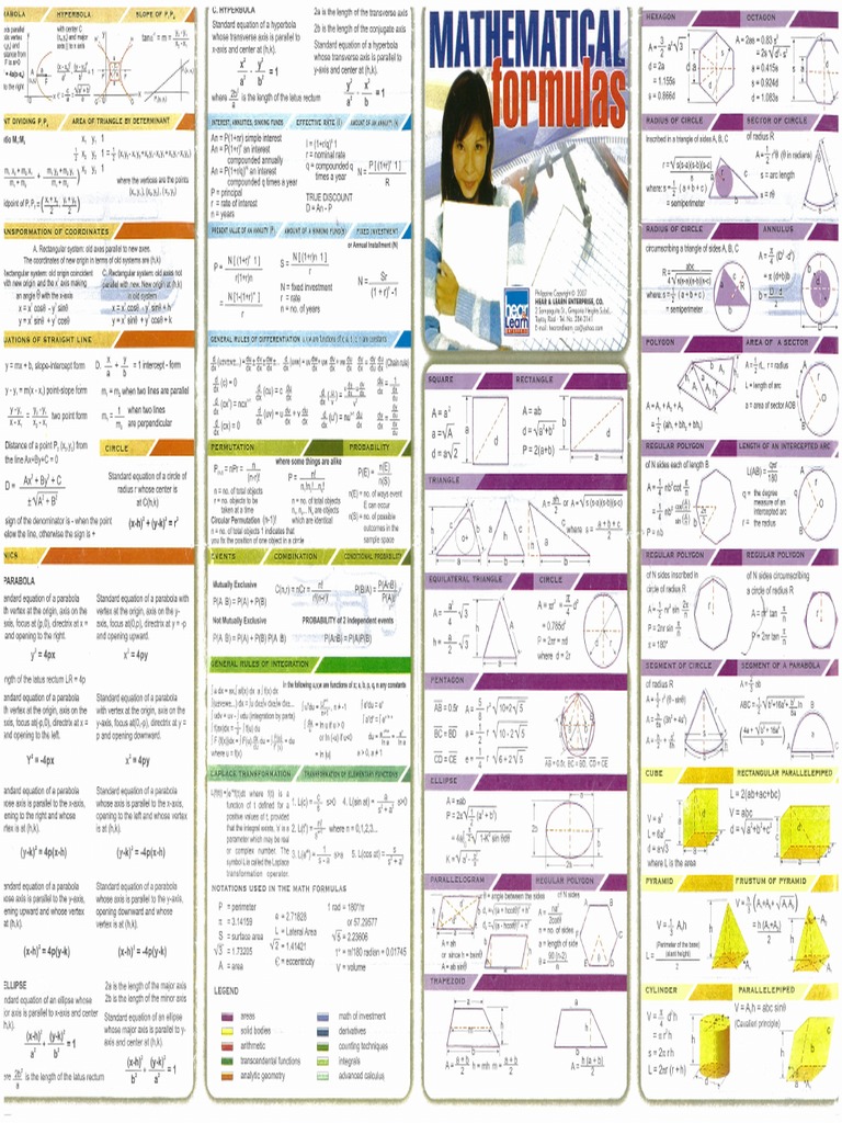 Matihematical Forulas | PDF | Euclidean Plane Geometry | Geometric Objects