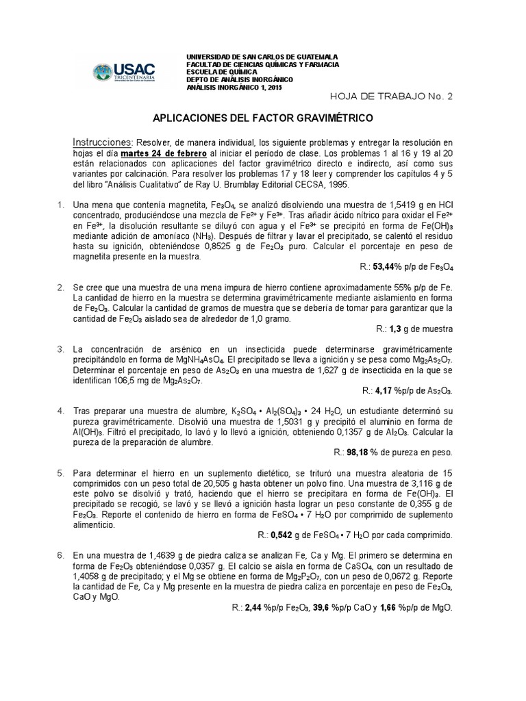 HT2 Factor Gravimetrico | PDF