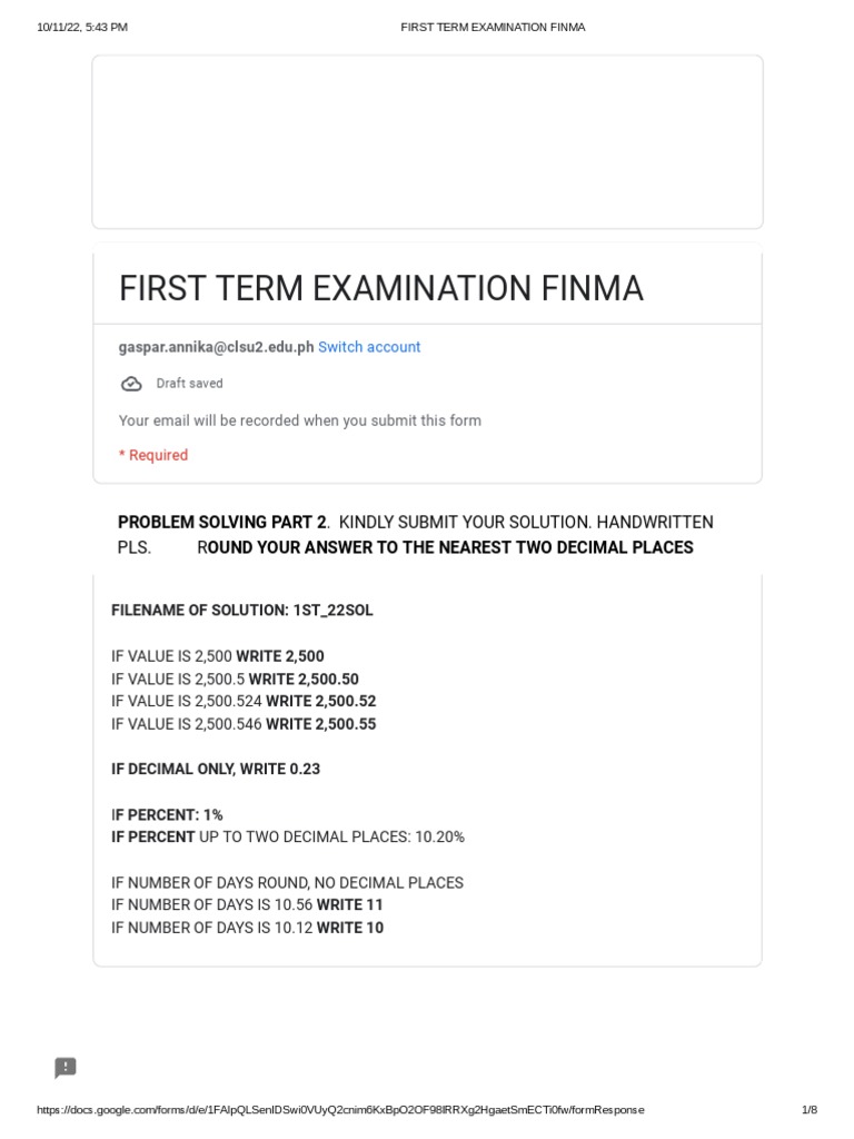 FINMA First Term Exam Problem Solving | PDF | Revenue | Inventory