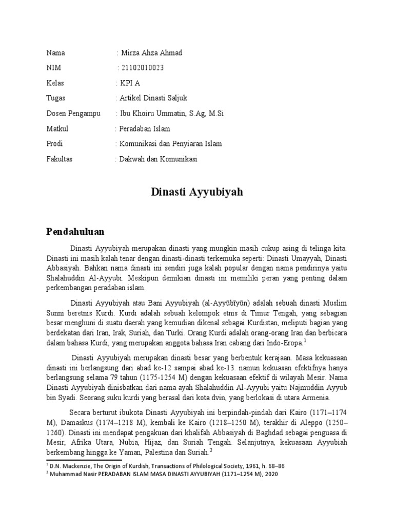 Sejarah dan Peradaban Dinasti Ayyubiyah | PDF
