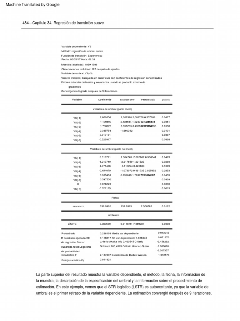 EViews 10 Users Guide II-501-750 | PDF | Análisis de regresión | Regresión lineal