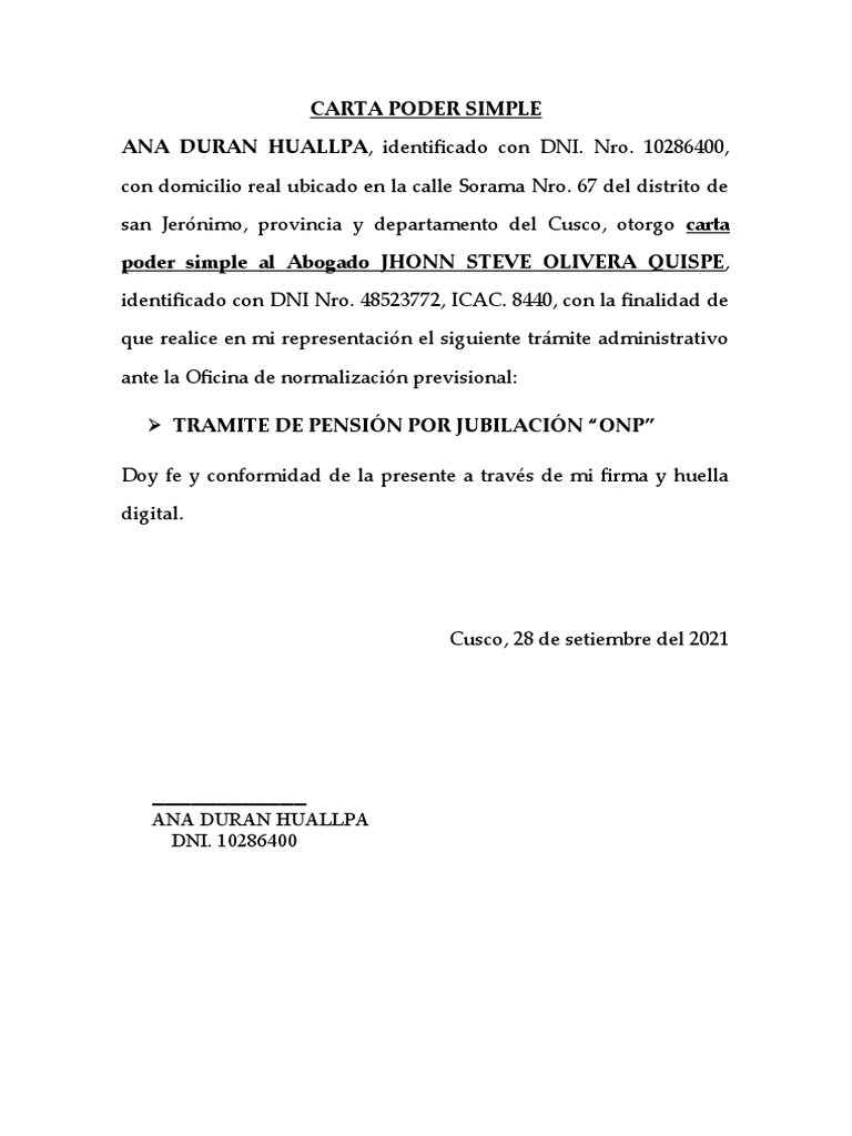 Carta Poder Simple | PDF