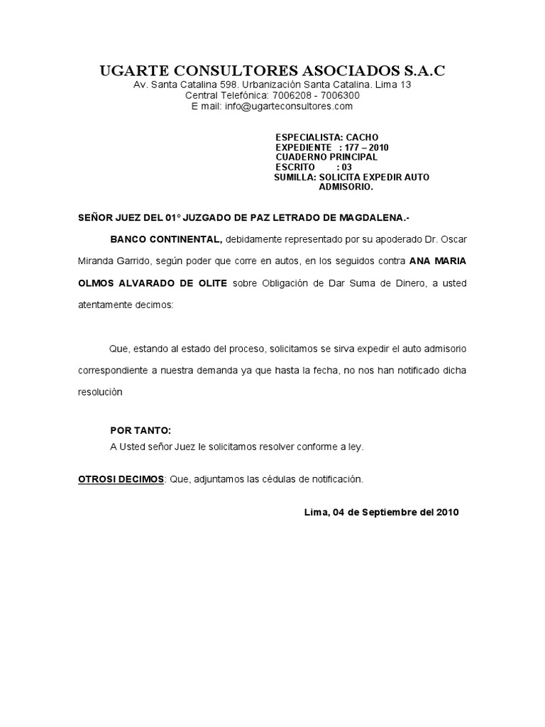 Expedir Admisorio | PDF | Lima | Juez