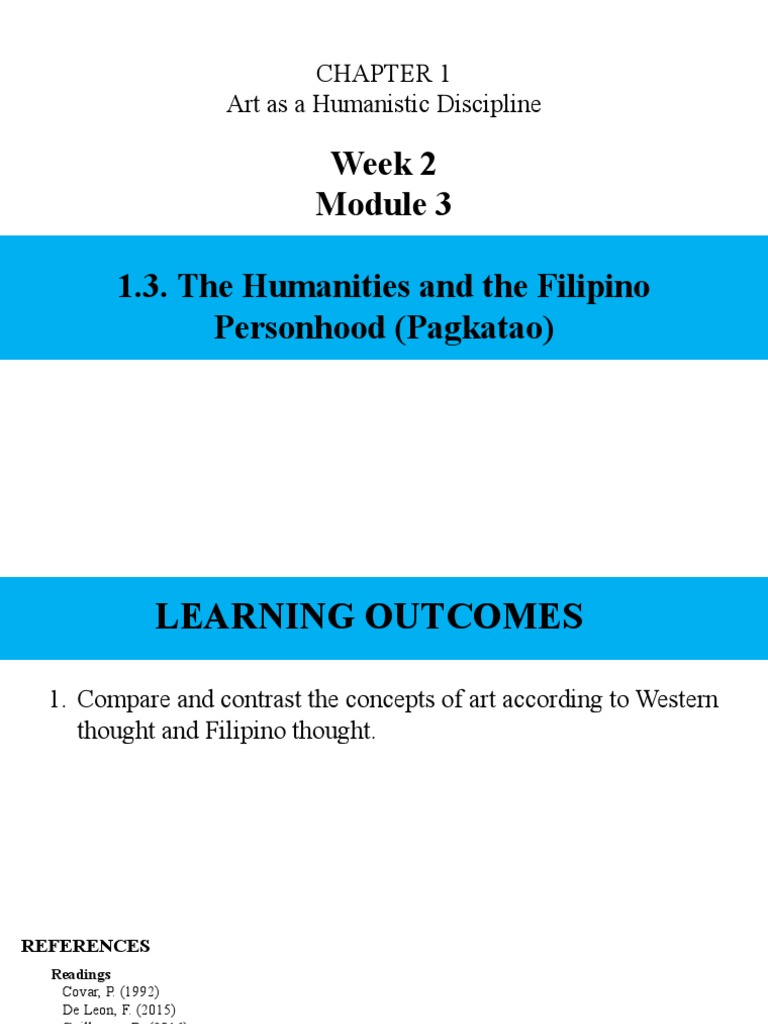 Week 2 Module 3 (1.3. The Humanities and The Filipino Personhood (Pagkatao) | PDF