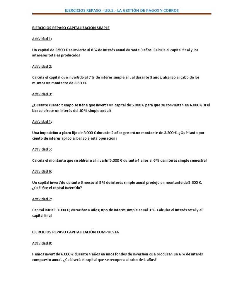 Ejercicios Repaso PIAC05 | PDF | Pagaré | Servicios financieros