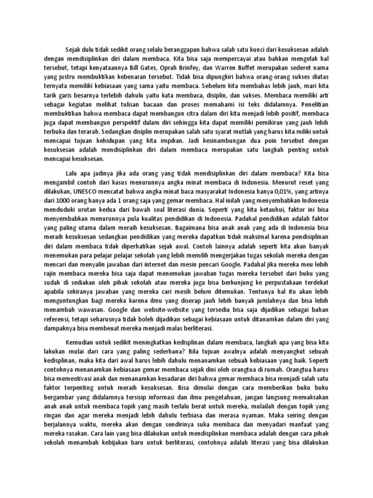 Essay Pentingnya Membaca | PDF