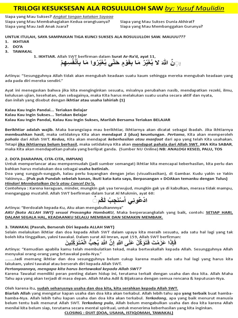 Trilogi Kesuksesan Ala Rosululloh Saw | PDF