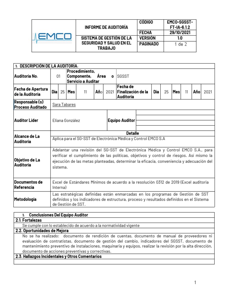 2 Formato Informe de Auditoria | PDF | Auditoría | Contralor