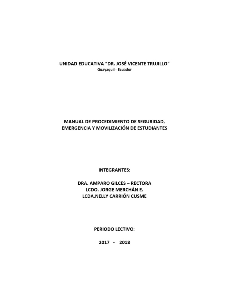 Manual De Seguridad Escolar Pdf Primeros Auxilios Aprendizaje