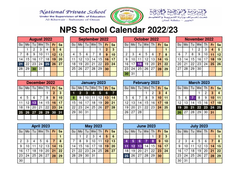 NPS School Calendar 2022 2023 | PDF