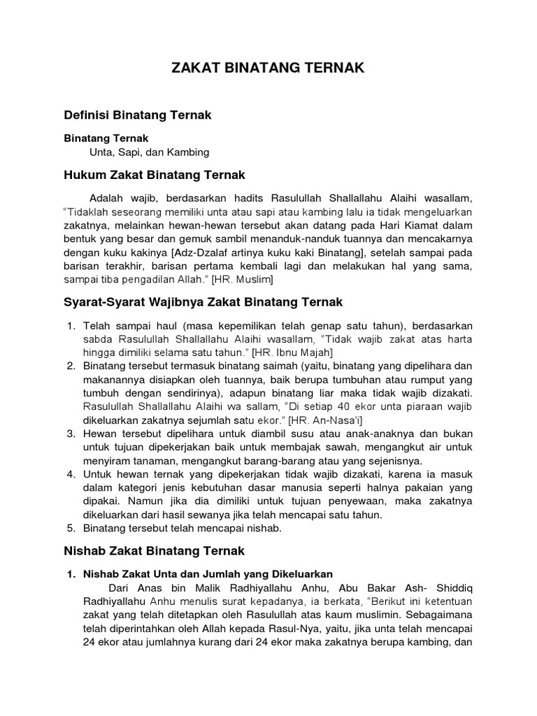 Zakat Binatang Ternak | PDF