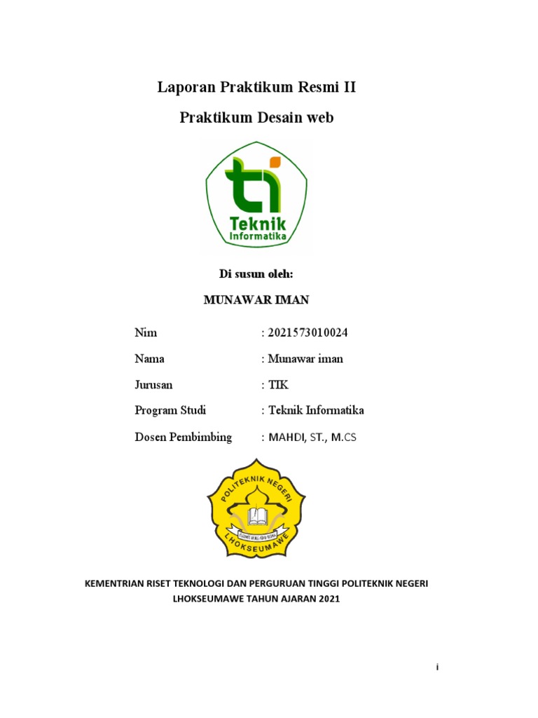 Laporan Praktikum Resmi Desain Web Pdf