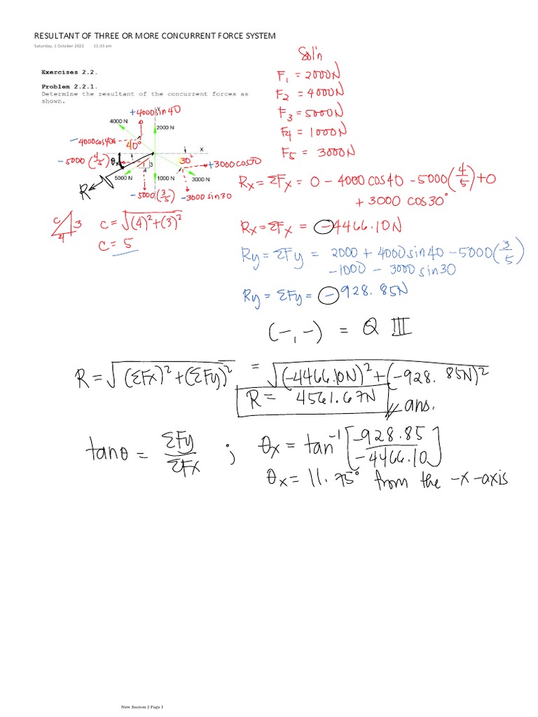 Resultant of Three or More Concurrent Force System | PDF
