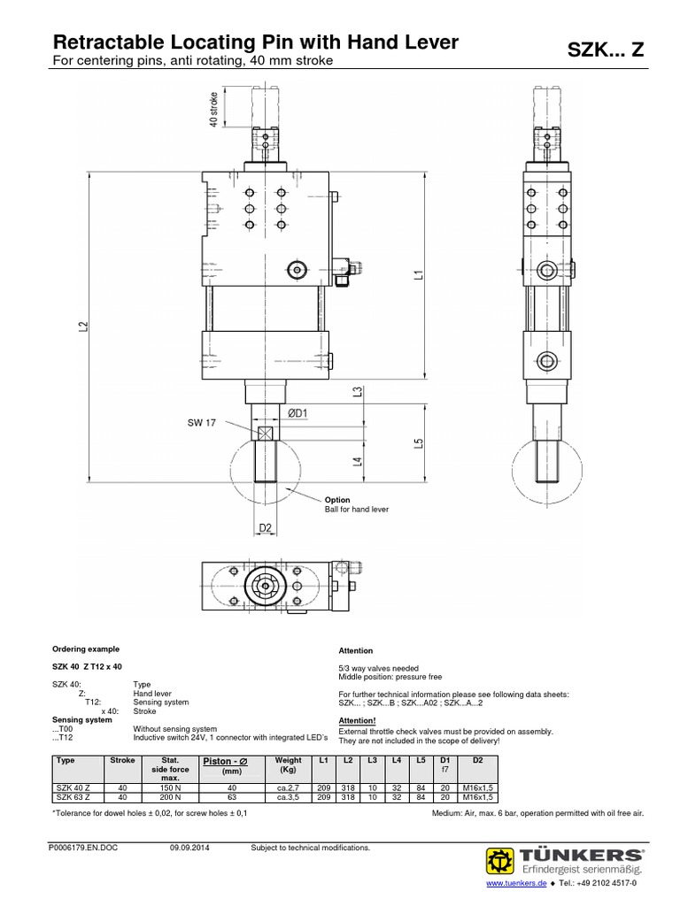 Retractable Locating Pin with Hand Lever: Title for Document Describing ...