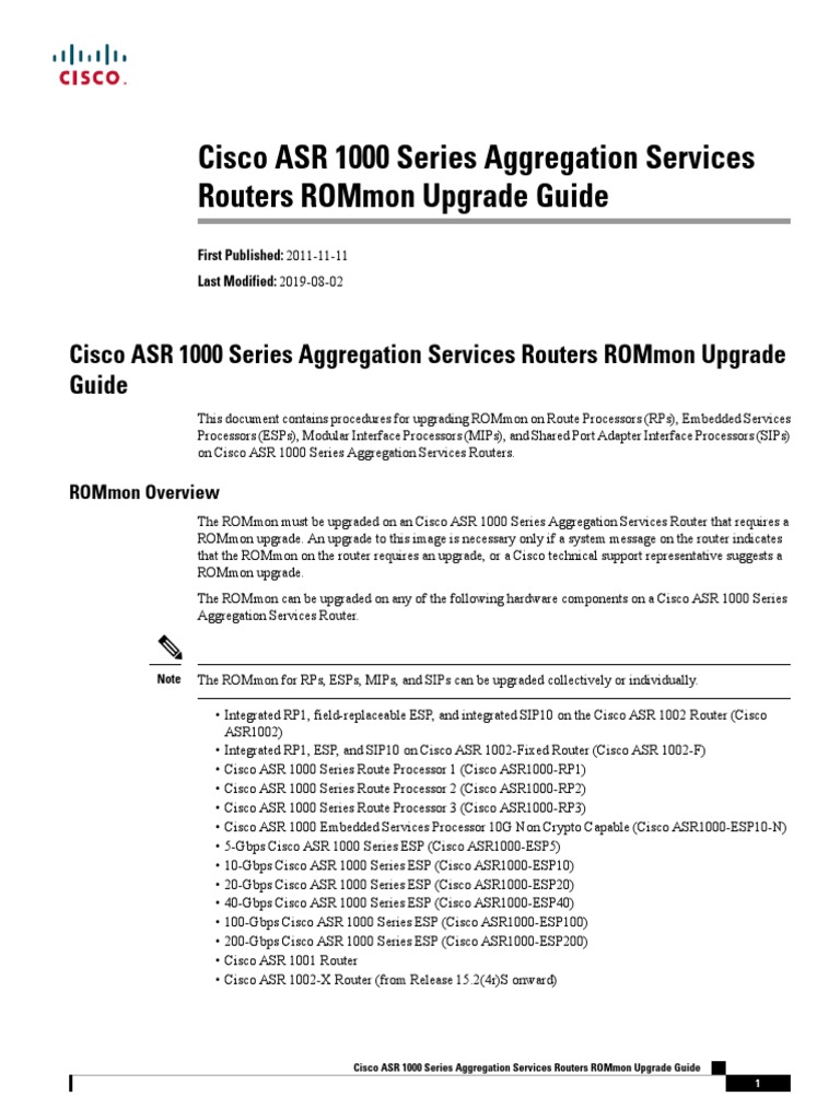 Asr1000 Rommon Upg Guide | PDF Asr1000 Rommon Upg Guide | PDF