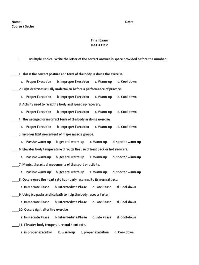 PATHFit-2 FINAL EXAM-1 | PDF | Physical Exercise | Diseases And Disorders