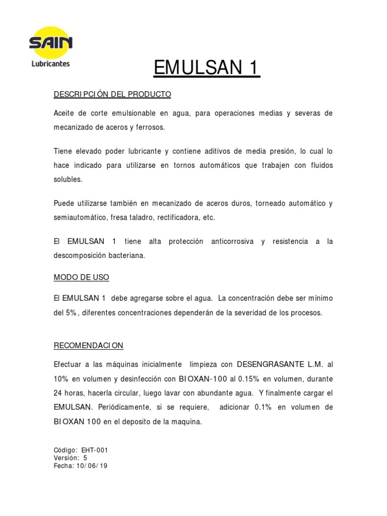 Sain-Emulsan 1 | PDF