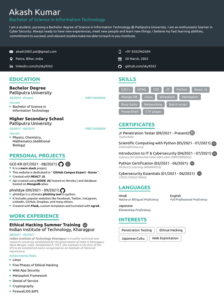 Akash's Resume | PDF | Computer Security | Security