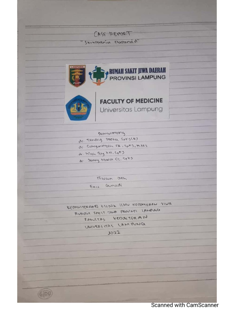 CR - Eka Gunadi - Tn. S - Skizofrenia Paranoid - Kutilang | PDF