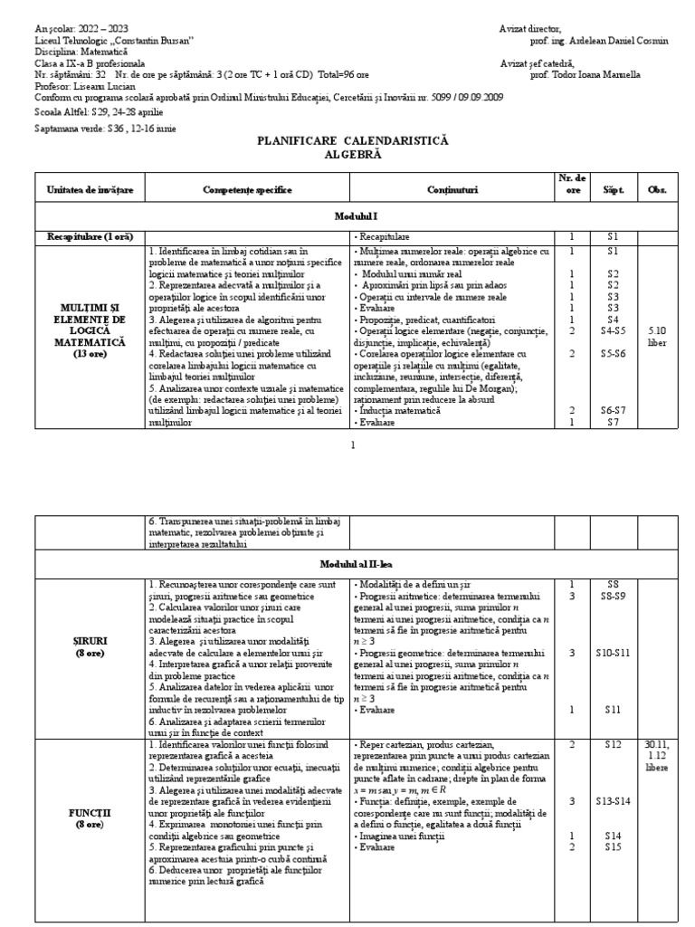 Planif 9 Prof 2022-2023 | PDF