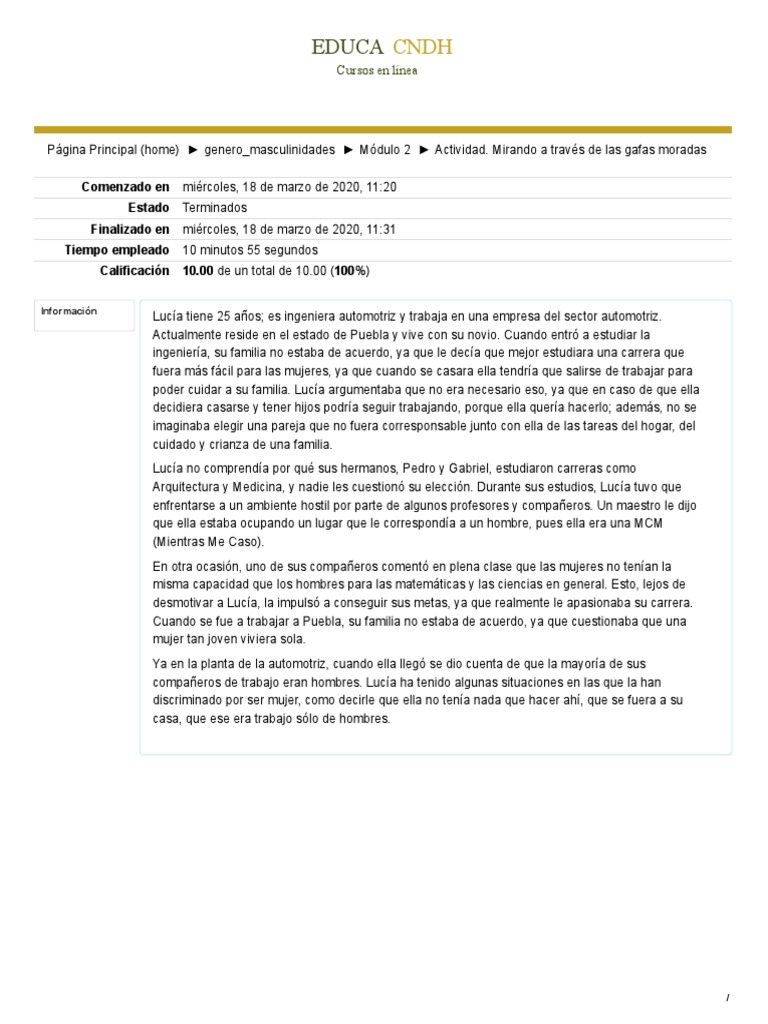 Actividad. Mirando A Través de Las Gafas Moradas | PDF