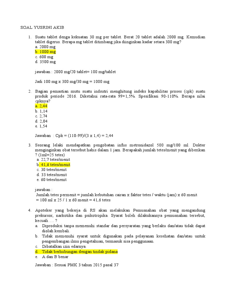 Soal To Yusrini Akib | PDF