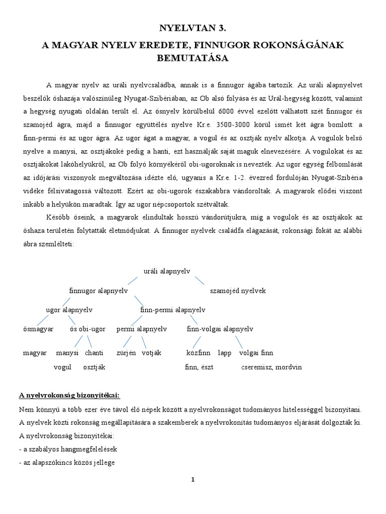A Magyar Nyelv Eredete | PDF