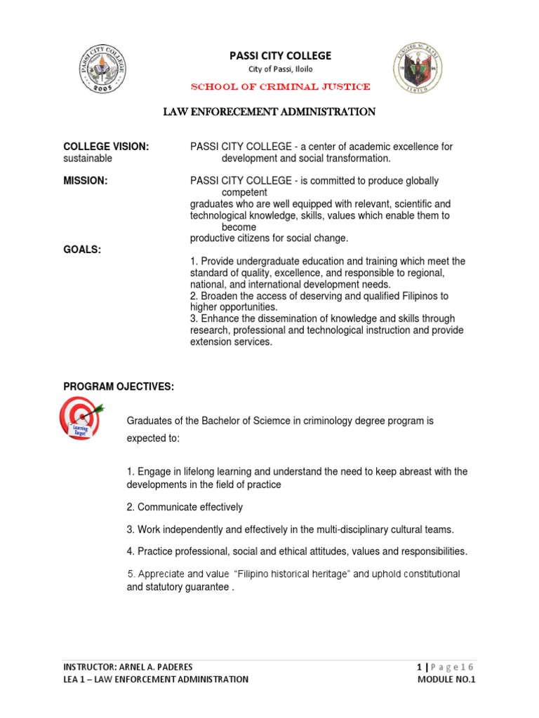 Module 1 Lea 1 | PDF | Police | Law Enforcement Agency