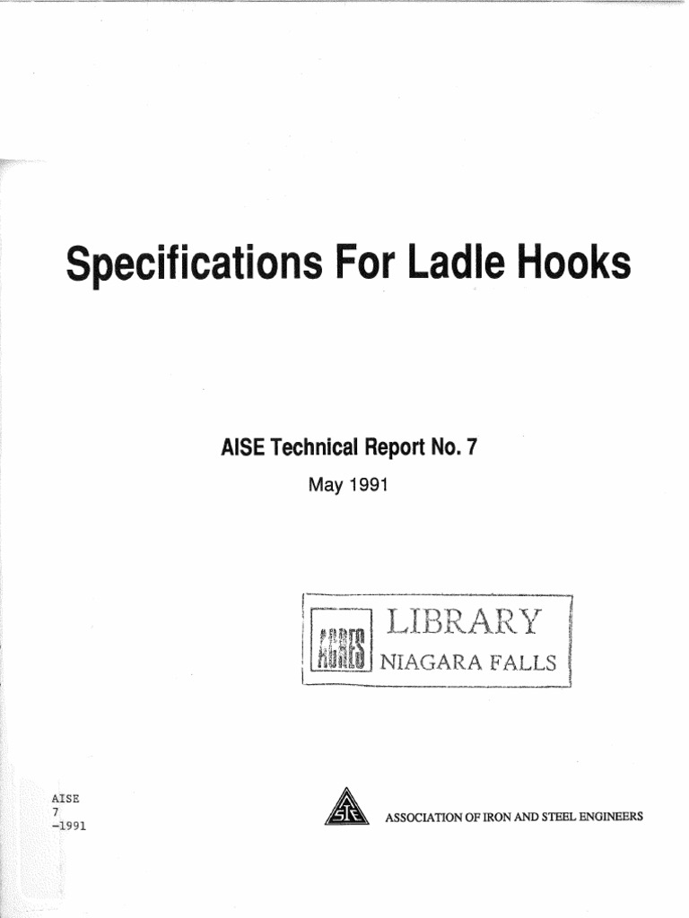 AISE No7 Ladle Hooks 1991 | PDF | Bending | Stress (Mechanics)