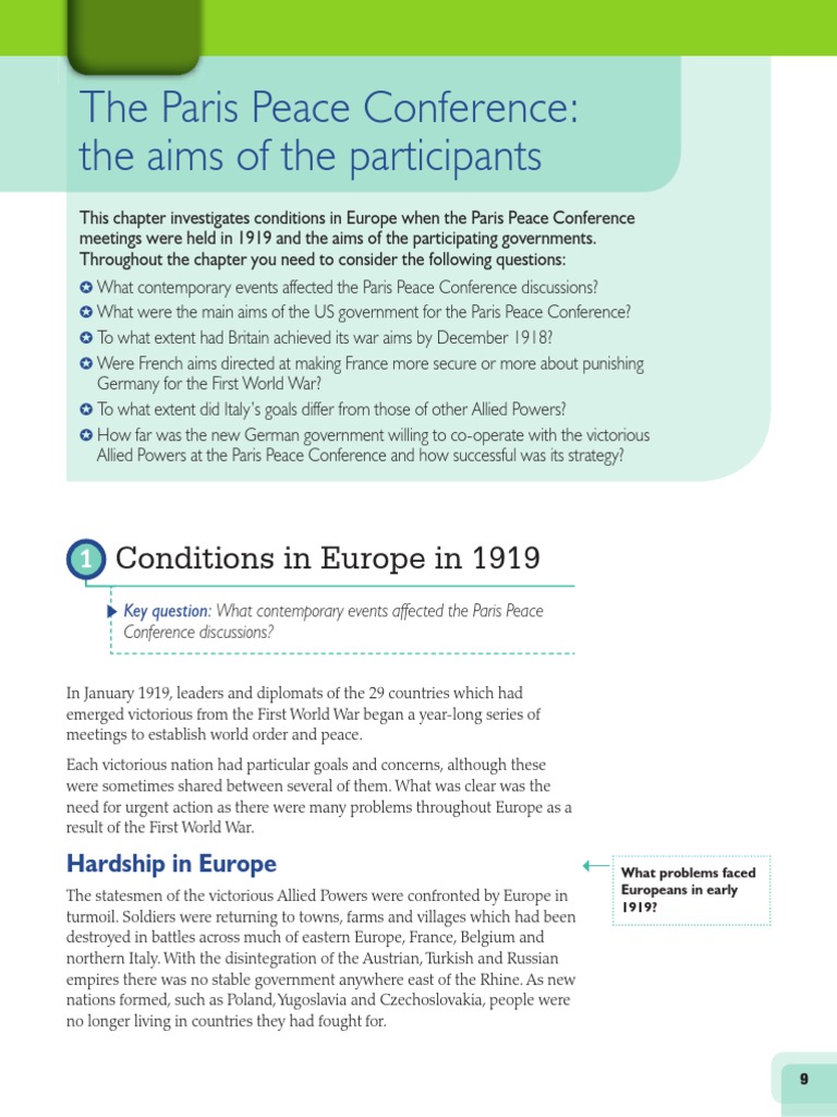 Aims of Participants at Paris Peace Conference | PDF | British Empire ...