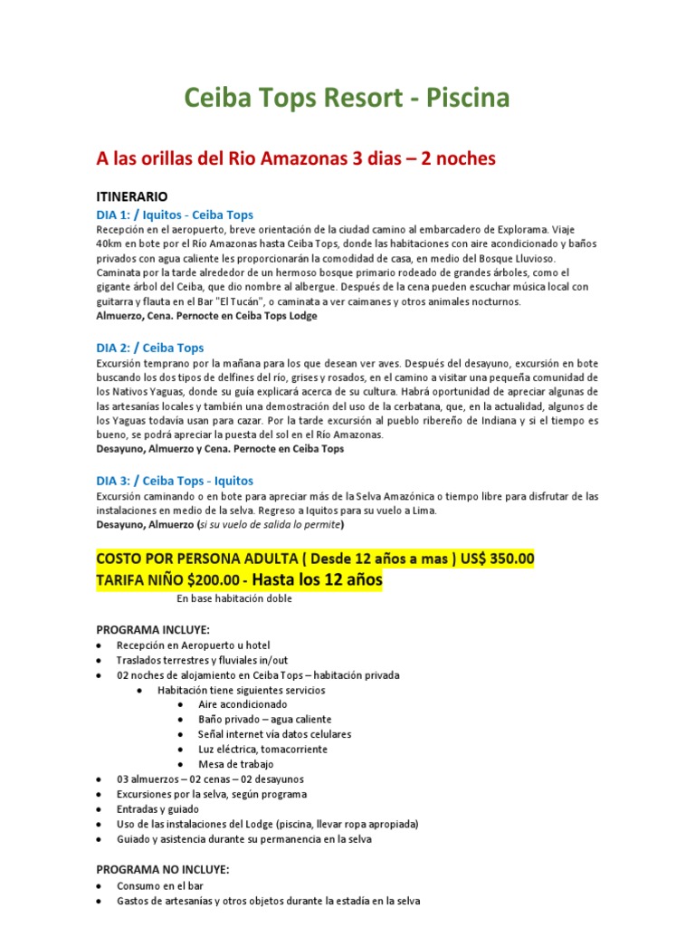 Programas Iquitos X 2 | PDF | Selva amazónica | río Amazonas