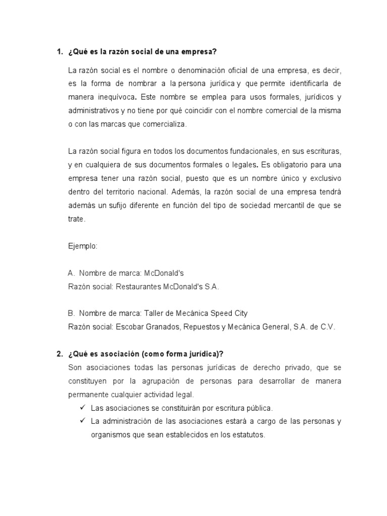 Razon Social y Asociacion | PDF | Organización sin ánimo de lucro ...