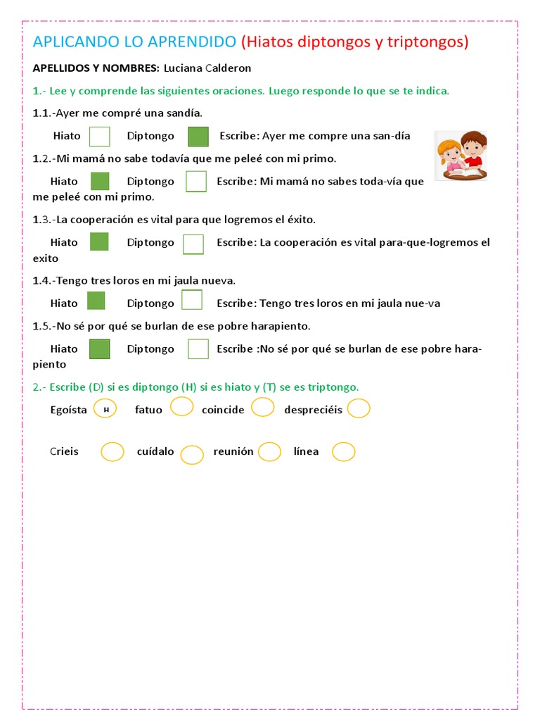 Examen para Hiatos, Diptongos y Triptongos | PDF
