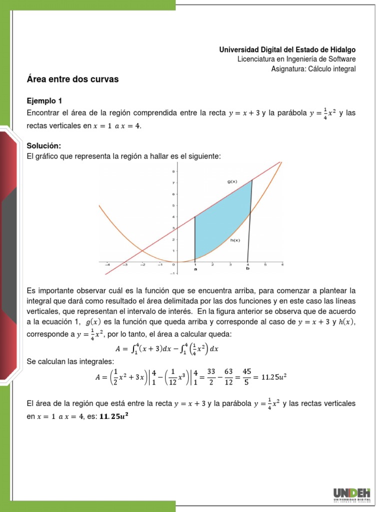 Cálculo de área entre curvas | PDF | Integral | Geometría