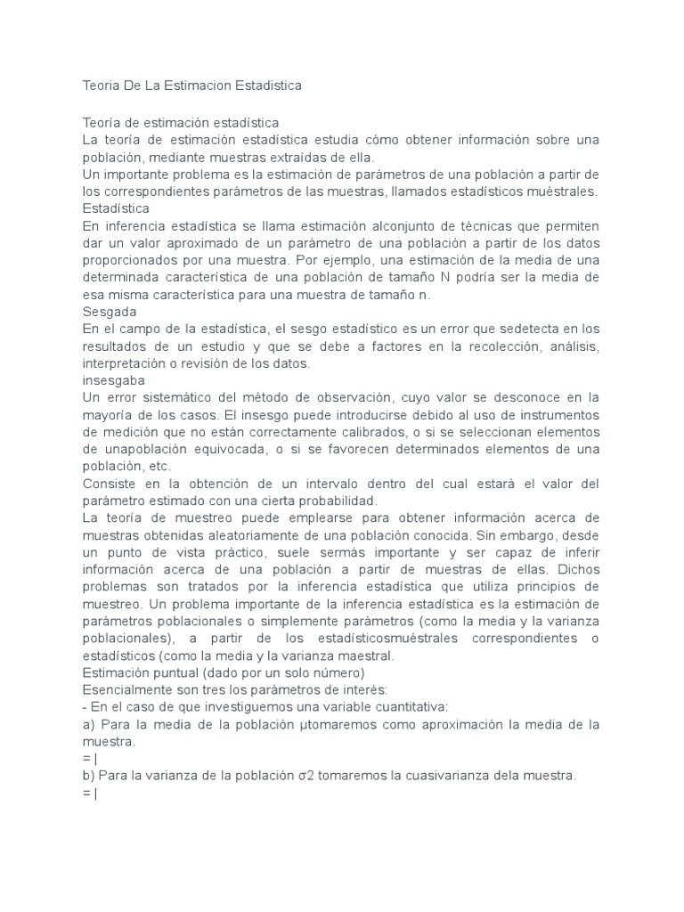 Teoria de La Estimacion Estadistica | PDF