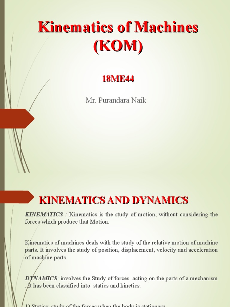 Mmodule-1 INTRODUCTION To Kinematics of Machine | PDF | Kinematics | Machines