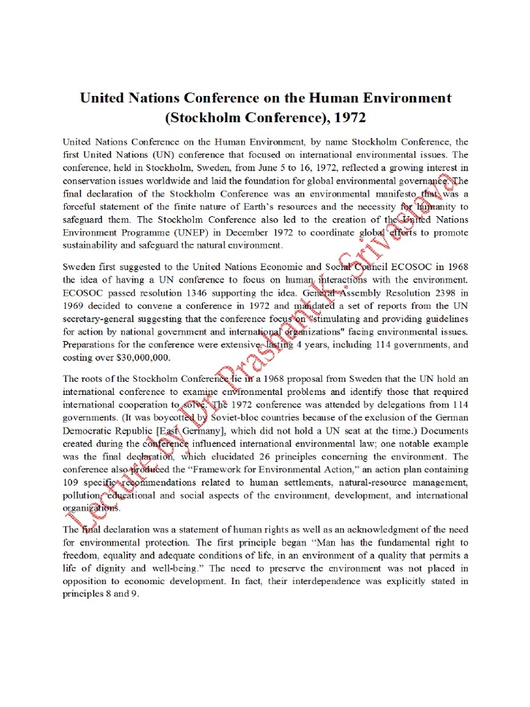 1972 Stockholm Conference | PDF