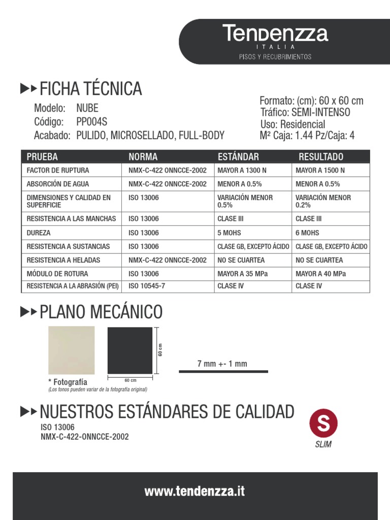 Ficha Tecnica Tendenzza Piso Ceramico | PDF