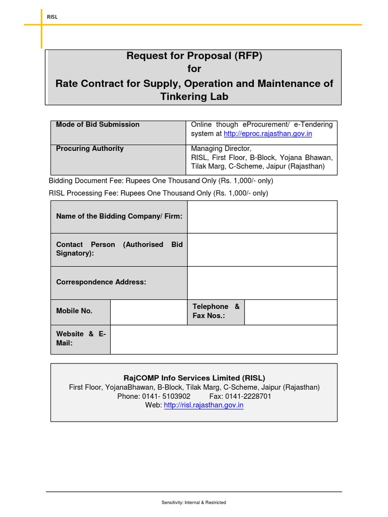 RFP TInkering Lab Document 28022022 | PDF | Request For Proposal ...